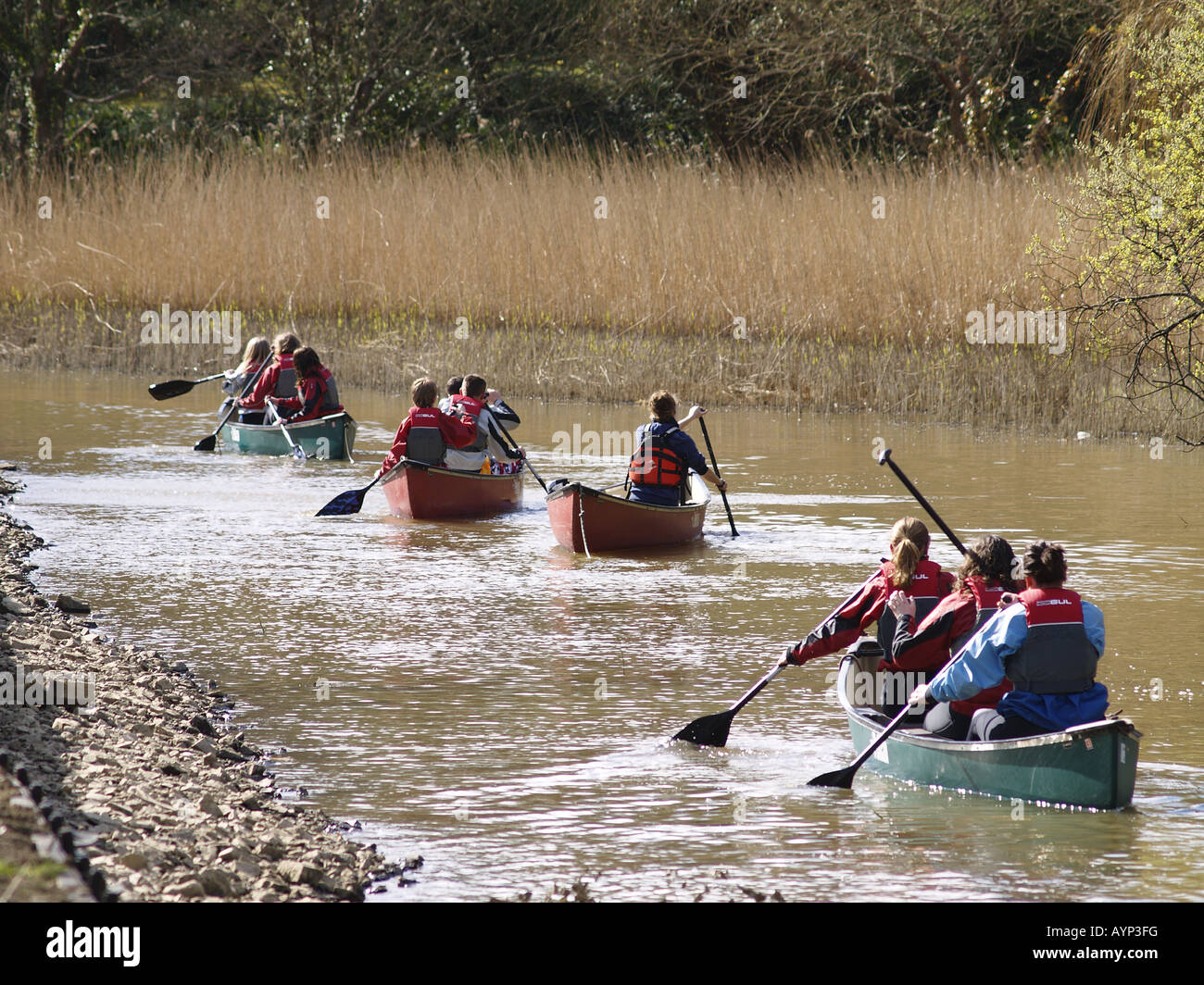 Adventure training, canoing, children, teacher and instructor Stock ...