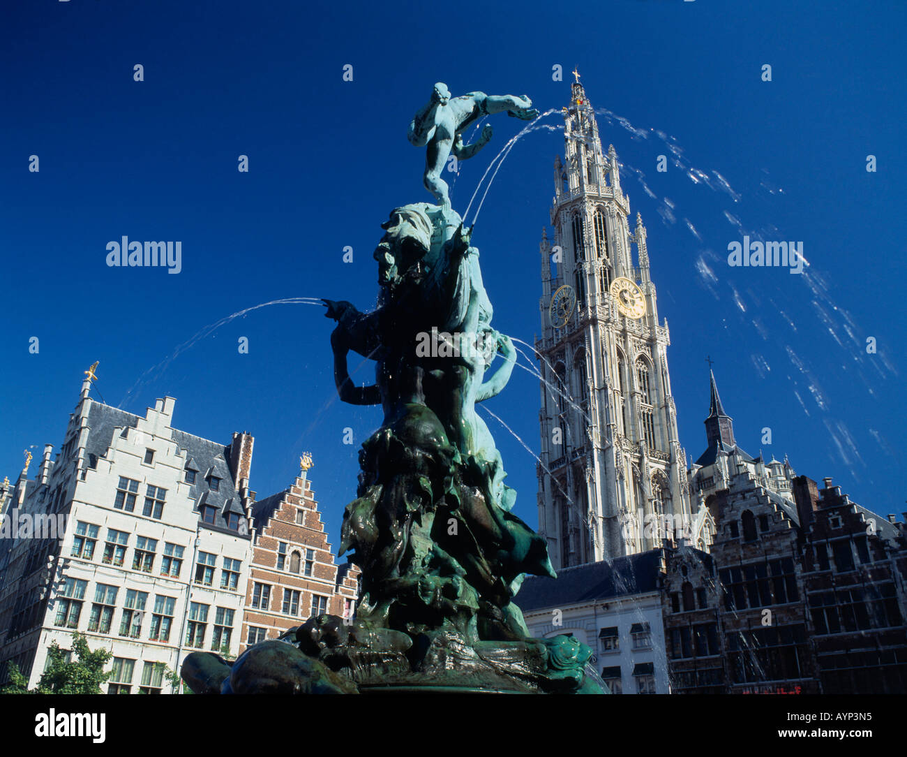 BELGIUM Flemish Region Antwerp The Brabo Water Fountain and Our Lady's ...