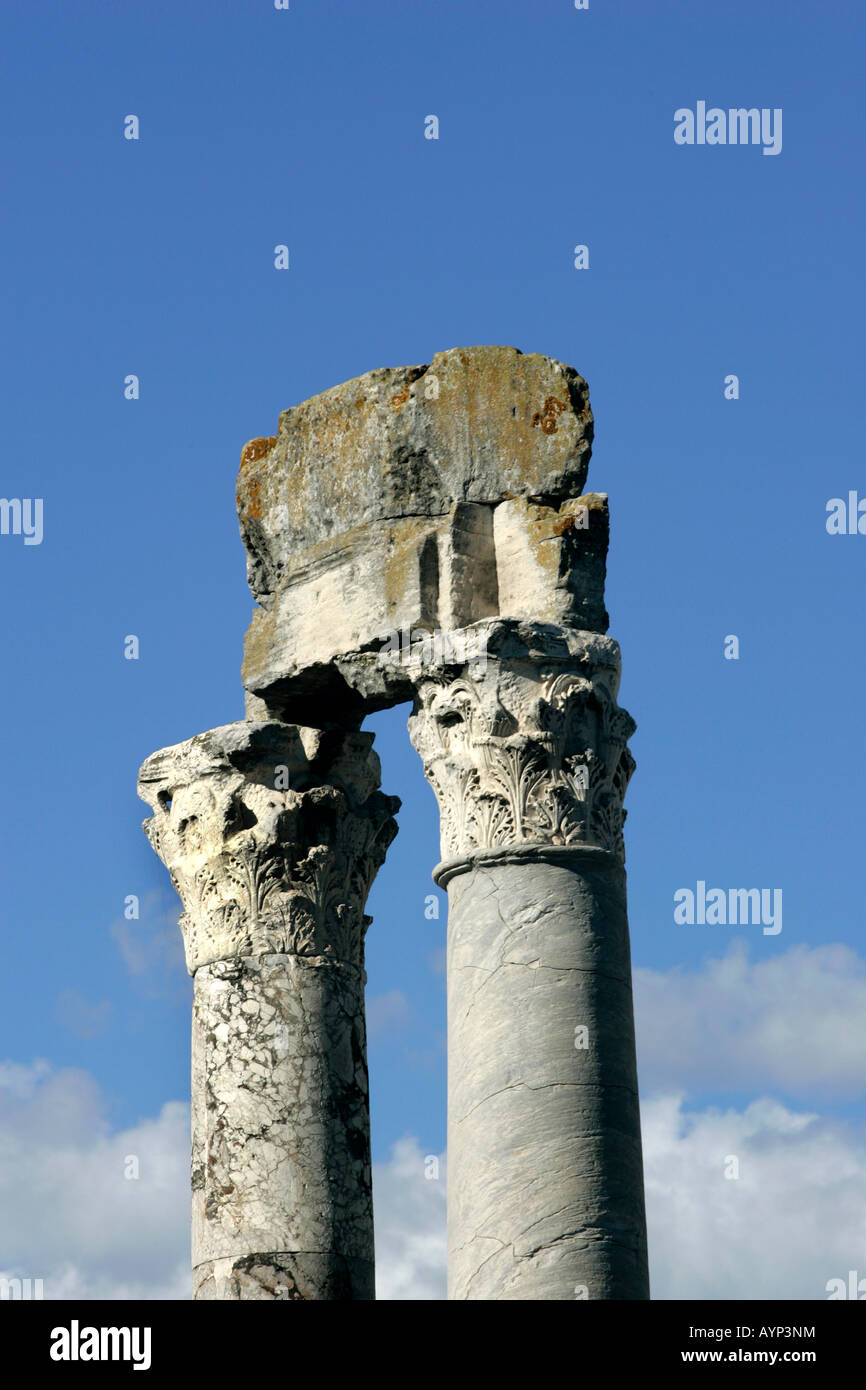 Twin columns in the Roman theatre, Arles, Bouches-du-Rhone, France ...