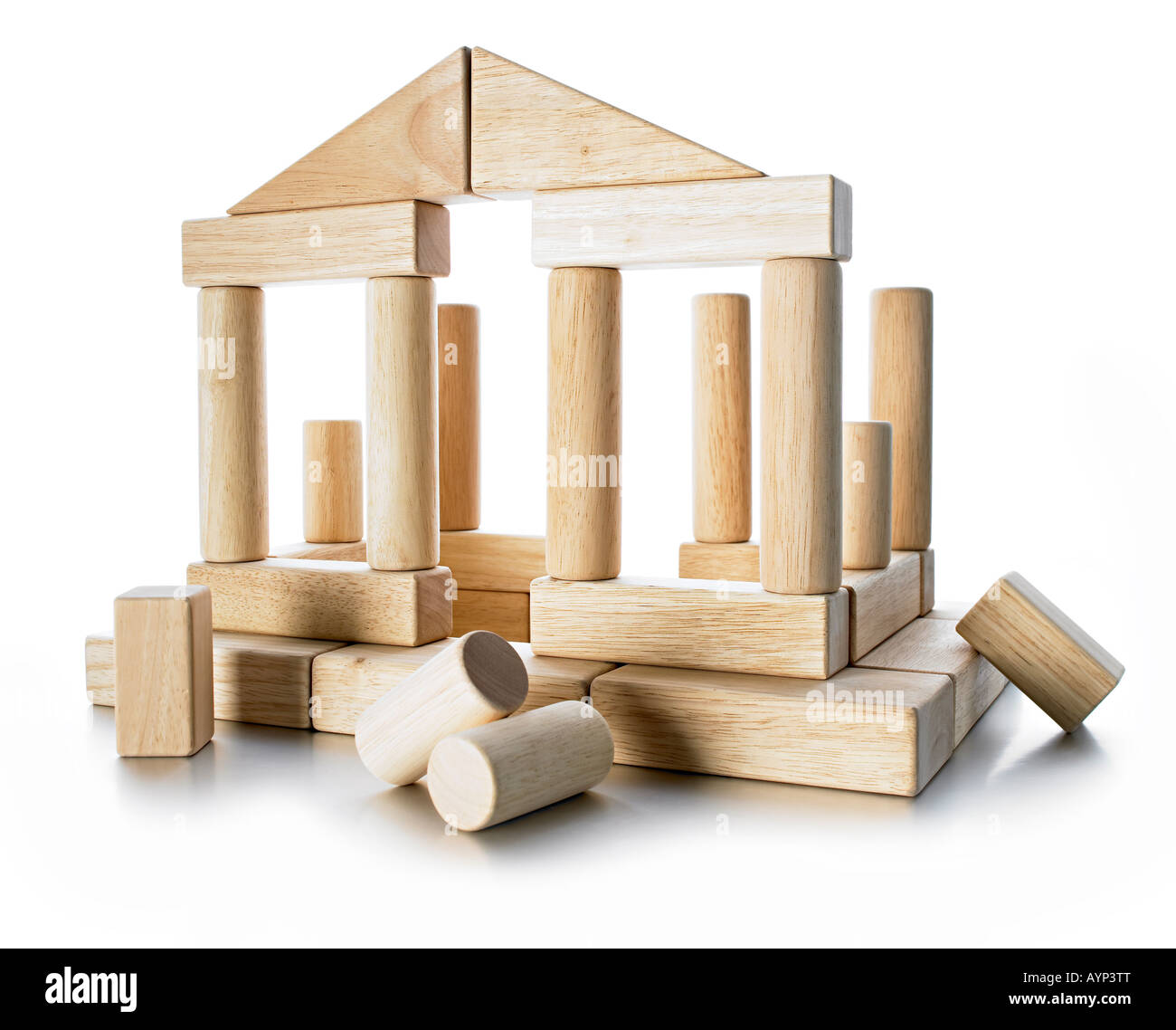 wooden building block greek ruin Stock Photo - Alamy