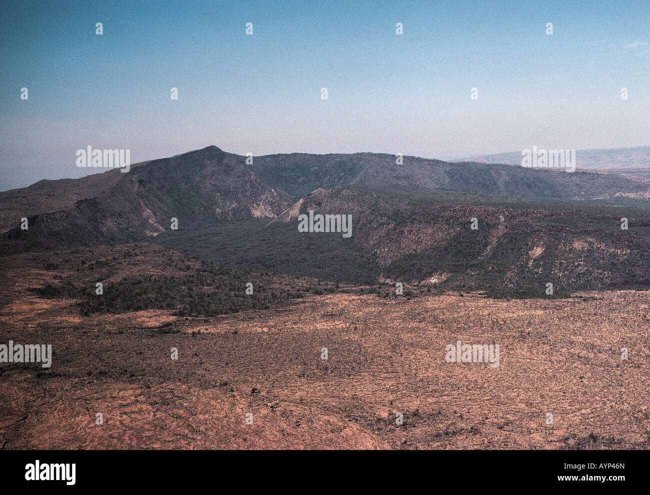 Aerial view of Mount Suswa Kenya East Africa This is an ancient volcano ...
