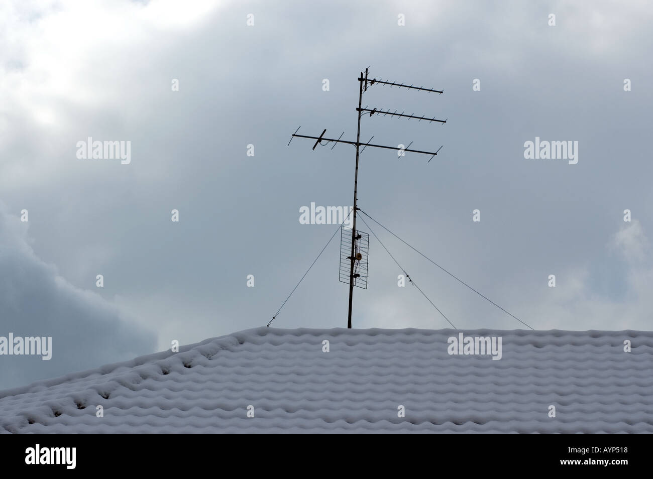 television aerial on the roof Stock Photo - Alamy