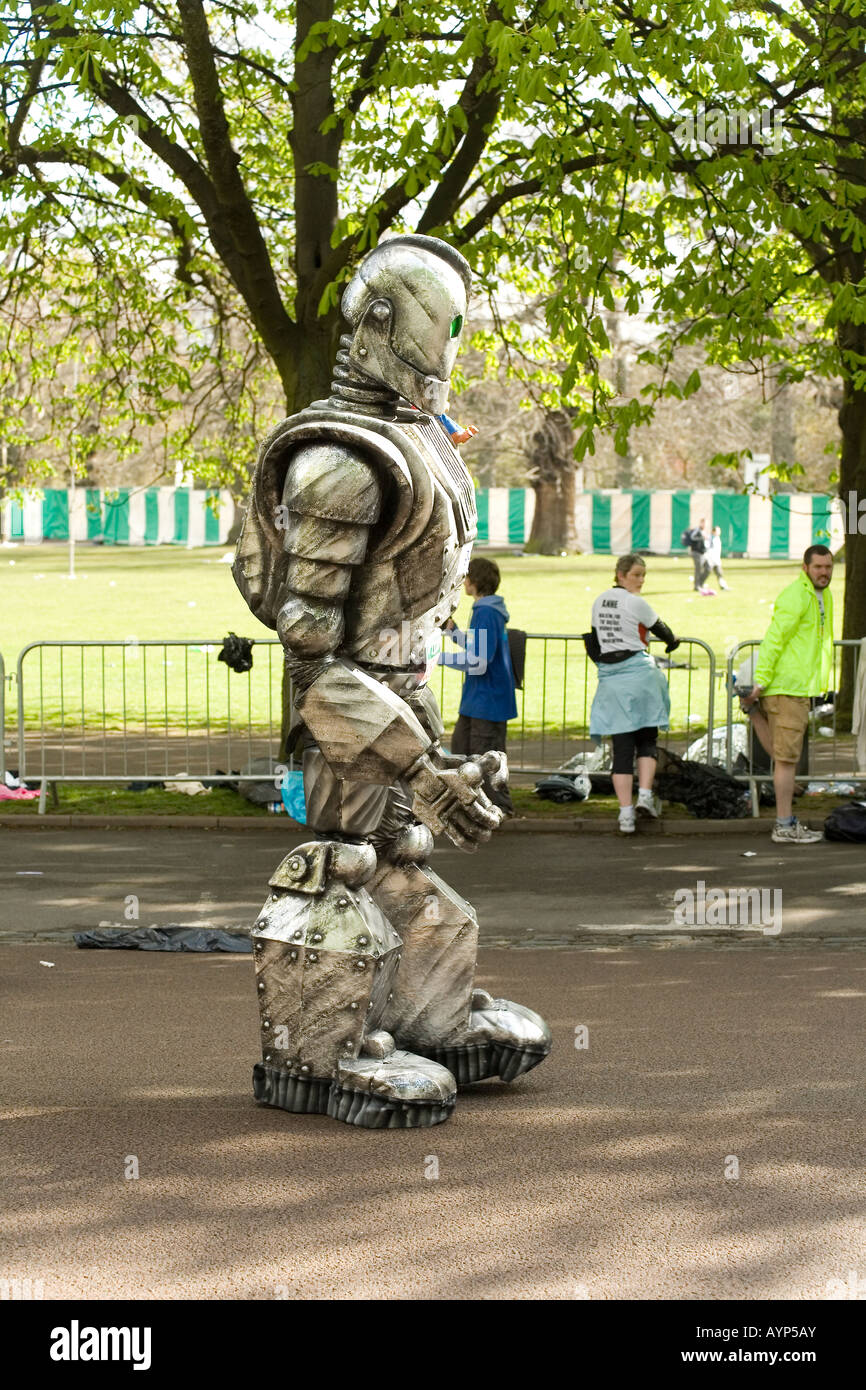 Runner dressed as the Iron Man in the London Marathon 2008 Stock Photo ...