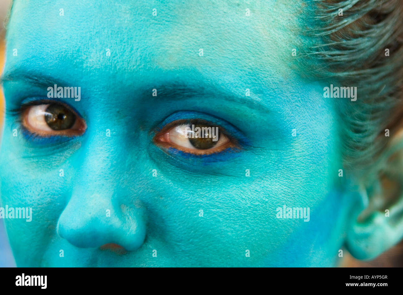 girl with blue face Stock Photo - Alamy