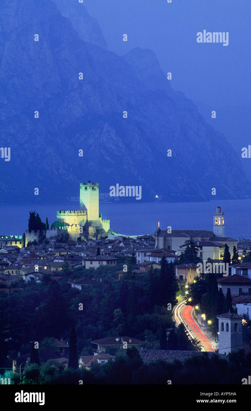 Castello castle di Malcesine at night Malcesine eastern side of Lago di ...