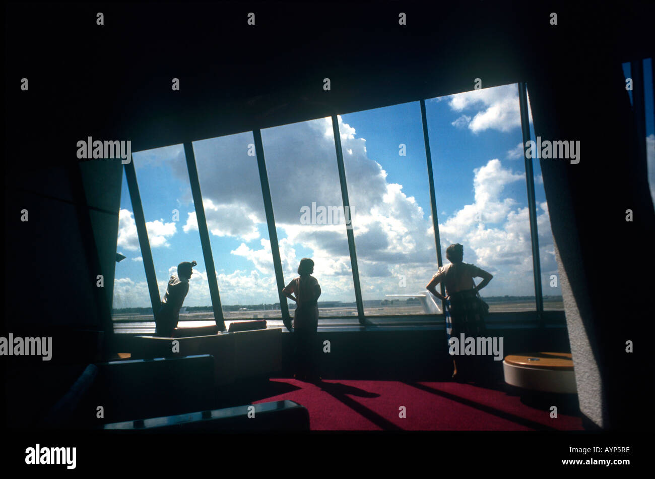 USA North America Florida Miami Airport Three figures looking out ...