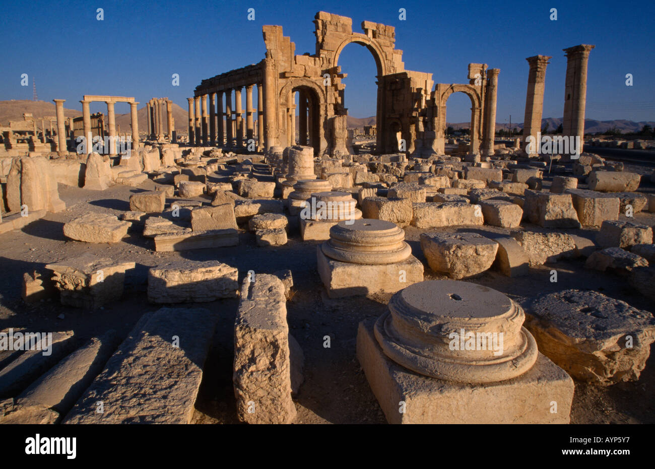 SYRIA Middle East Central Tadmur Monumental high central arch flanked ...