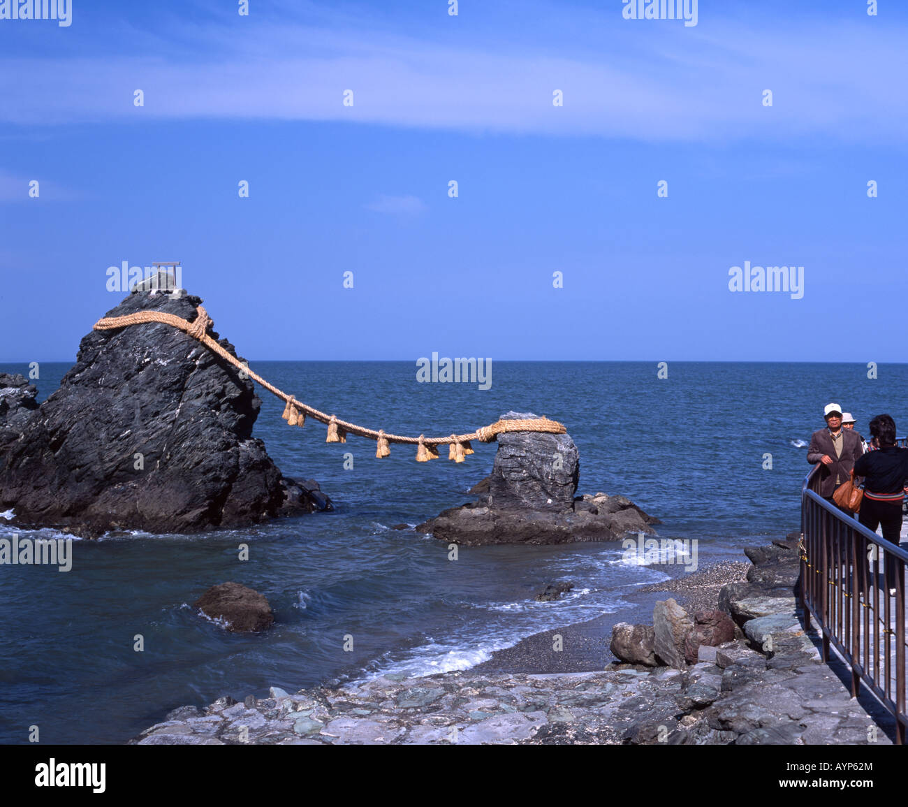 Wedded Rocks, Meoto-iwa, Futamigaura Town, Ise peninsular Stock Photo ...