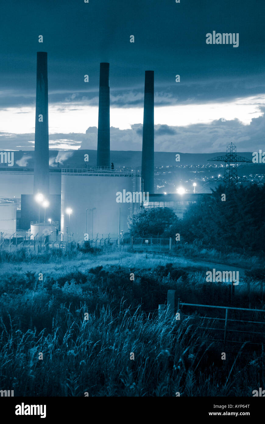 Ballylumford power station at dusk Stock Photo - Alamy