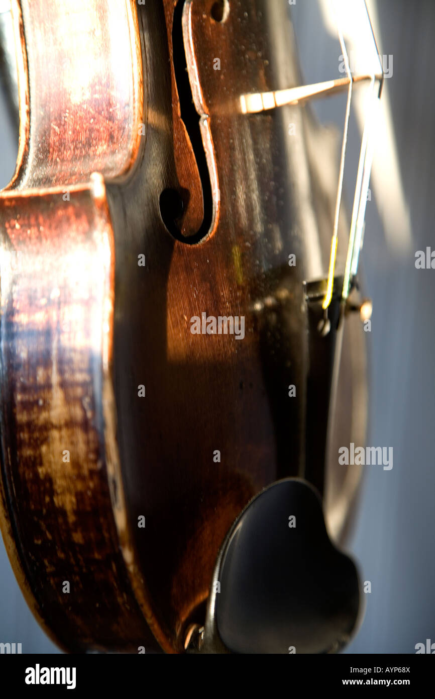Antique violin body and strings in soft light Stock Photo - Alamy