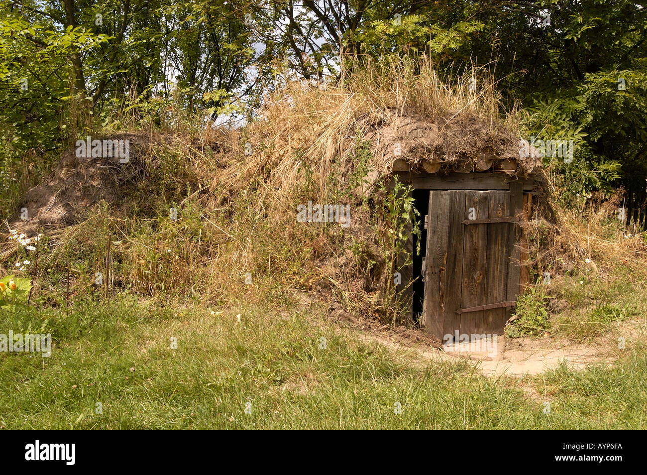 Traditional earth-covered cellar at the Mazowsze Open Air Museum in ...