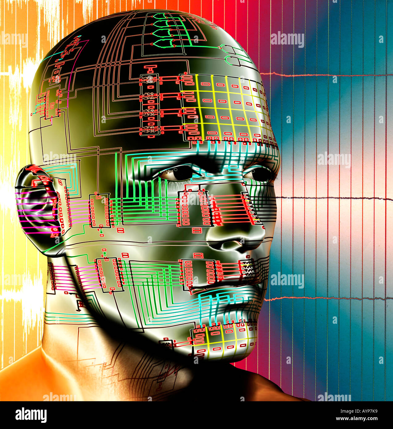 computer generated bionic male robot head Stock Photo - Alamy