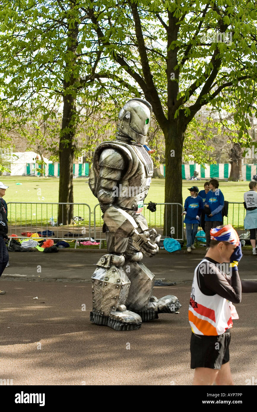 Runner dressed as the Iron Man in the London Marathon 2008 Stock Photo ...