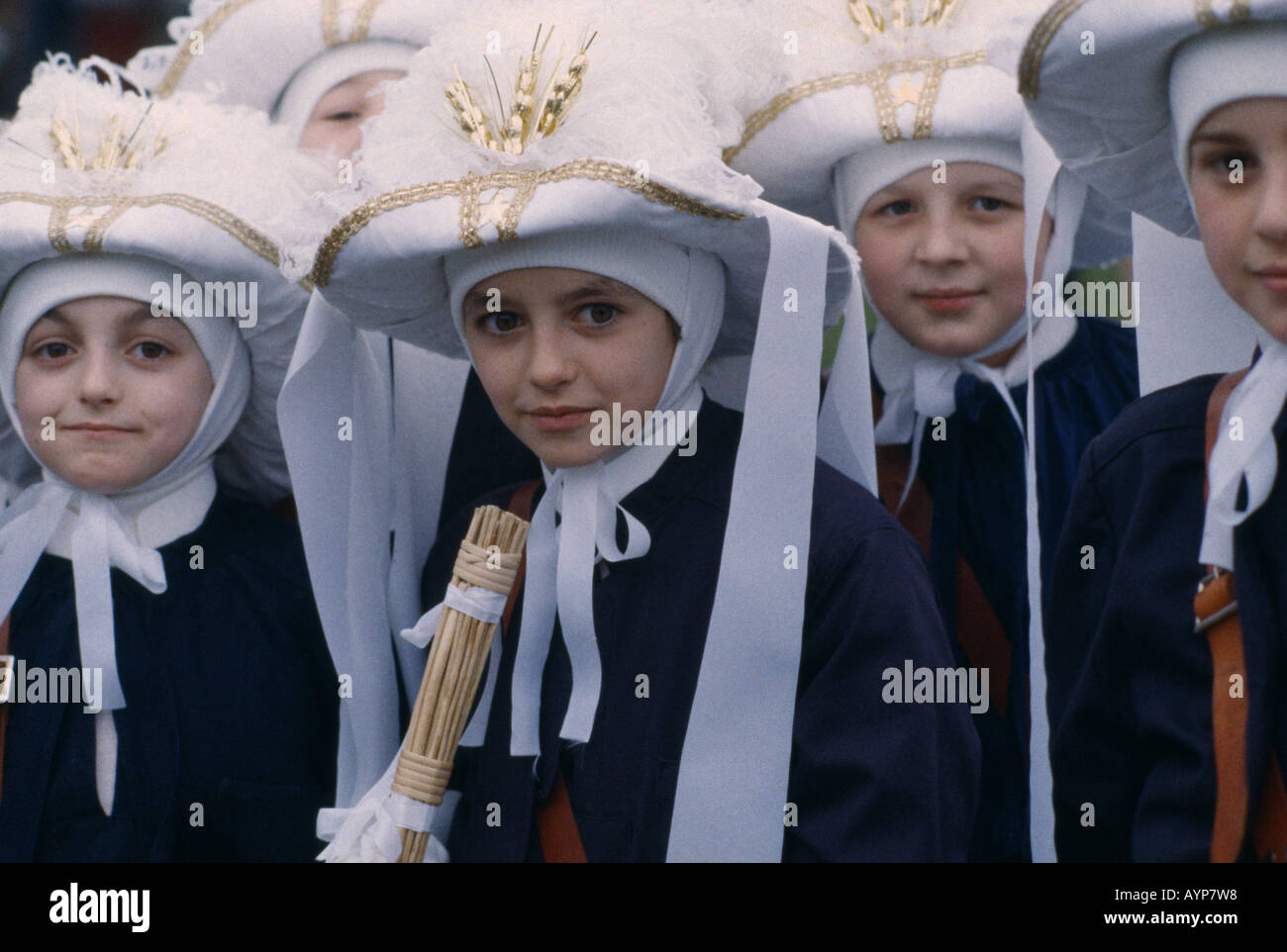 BELGIUM Walloon Region Binche Children in Medieval costume Stock Photo ...