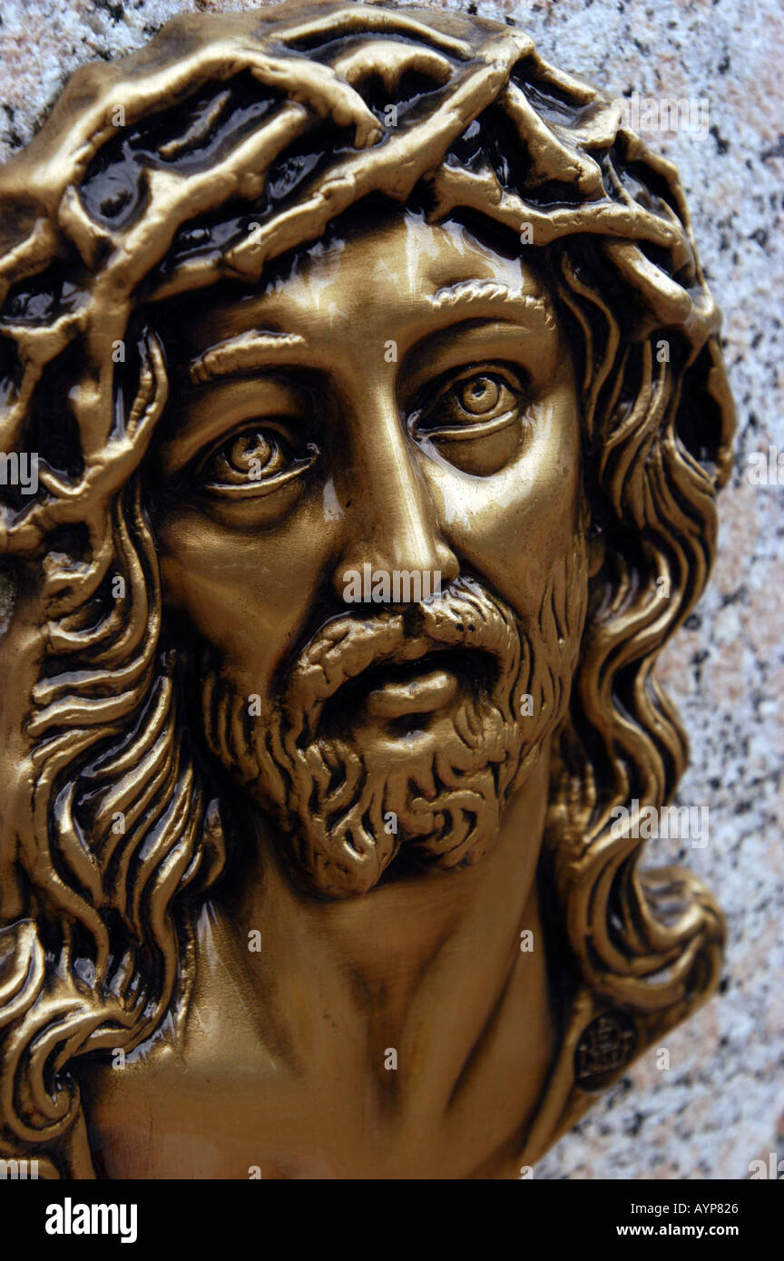 Metal bas relief of Jesus Christ crucified Stock Photo - Alamy