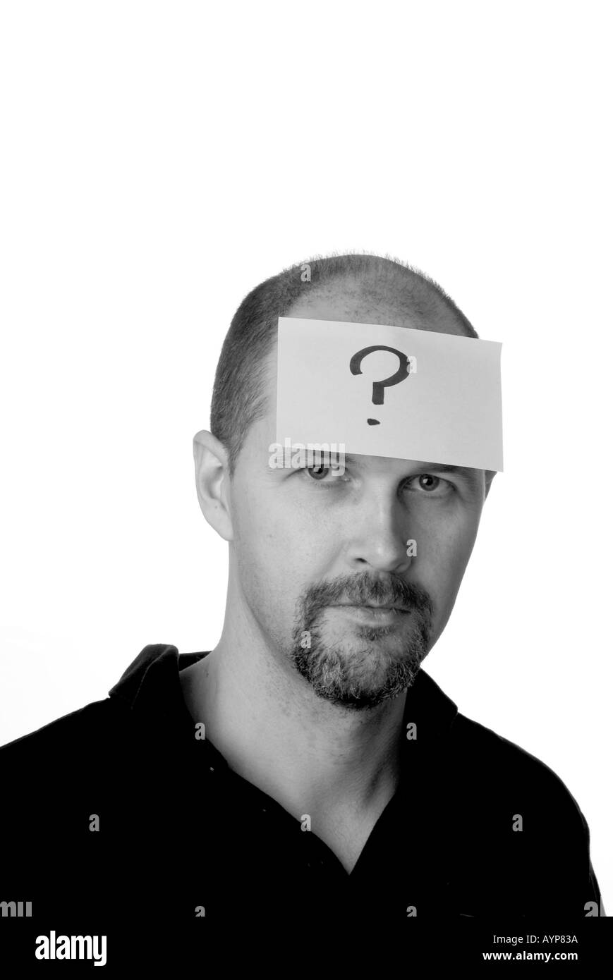 man with post it note on his head illustrating that he is thinking ...