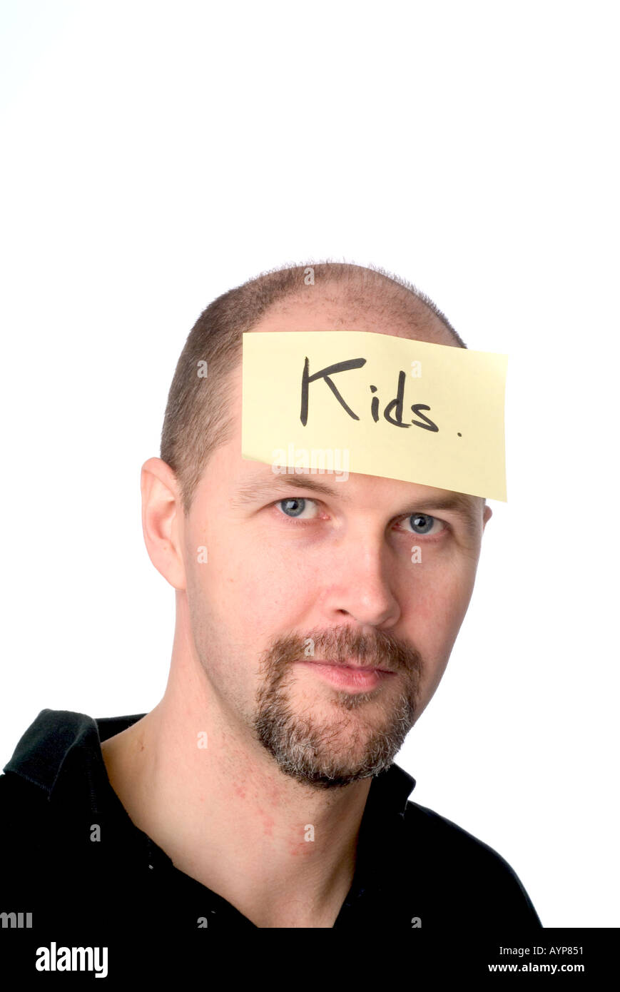 man with post it note on his head illustrating that he is thinking ...