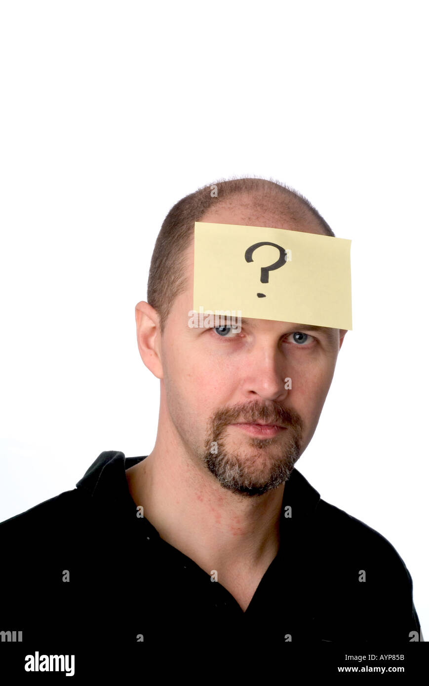 man with post it note on his head illustrating that he is thinking ...