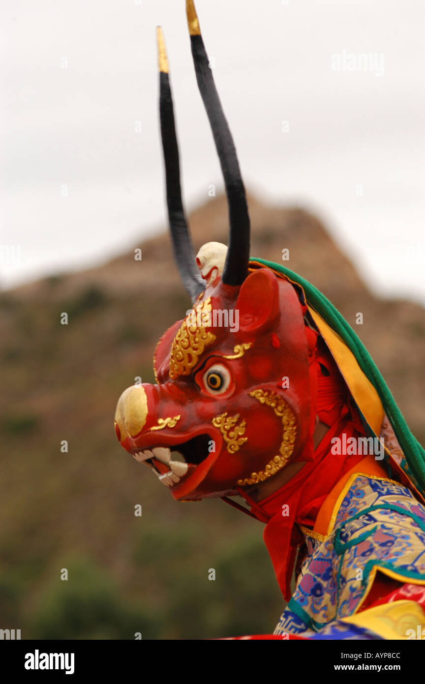 Tibetan buddhist Lama mask dance cham Stock Photo - Alamy
