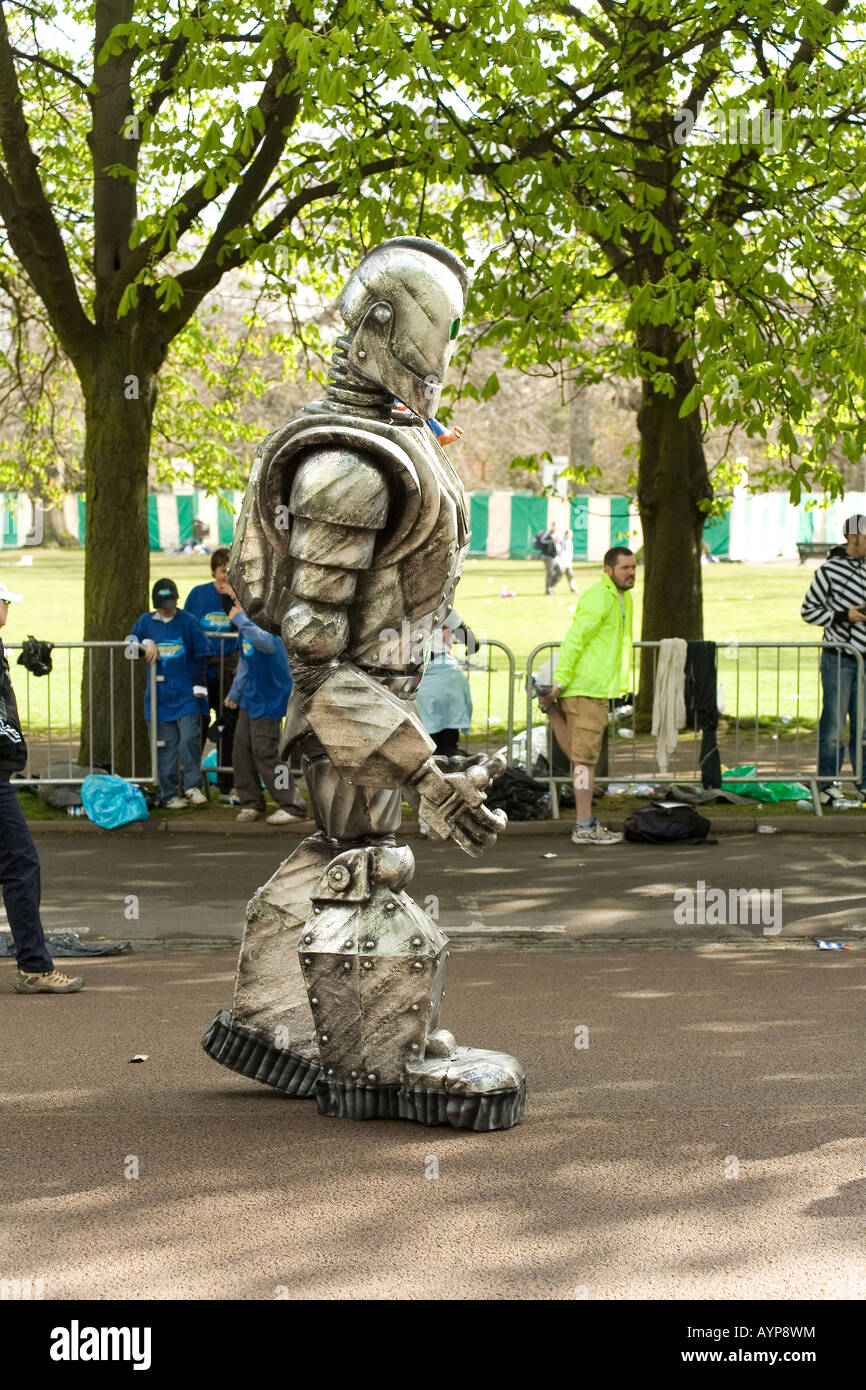 Runner dressed as the Iron Man in the London Marathon 2008 Stock Photo ...