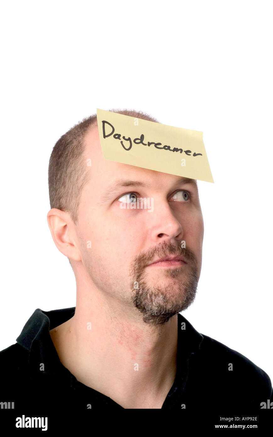 man with post it note on head man with post it note on head day dream ...