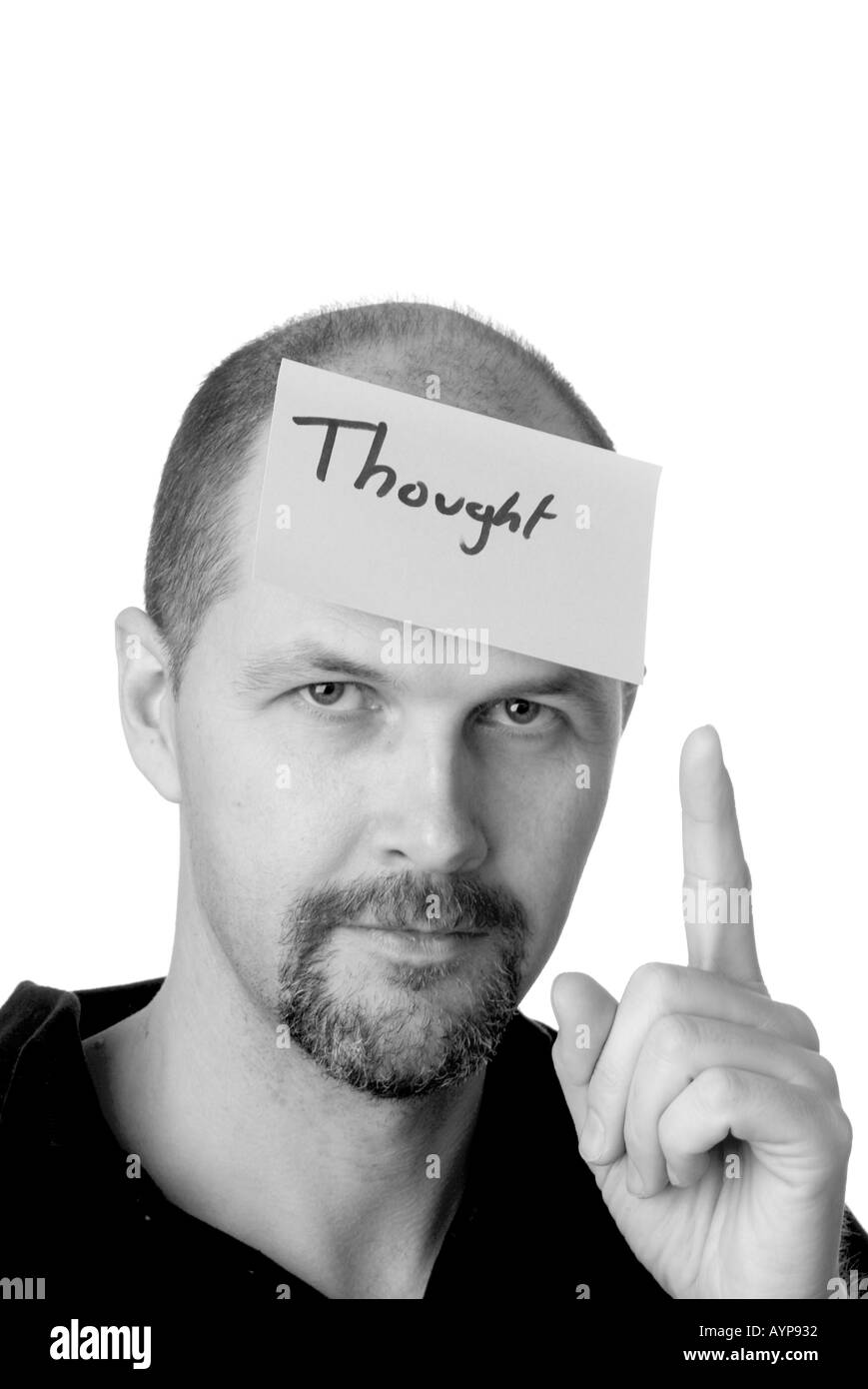 man with post it note on head thought man with post it note on head ...