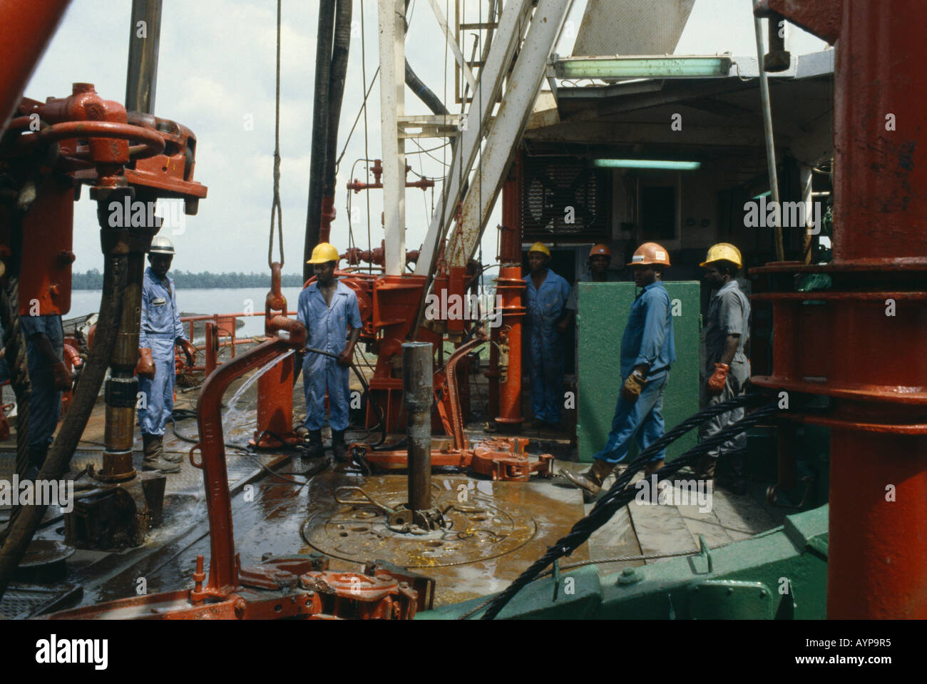 NIGERIA West Africa Rivers State Industry Workers on oil rig drilling ...