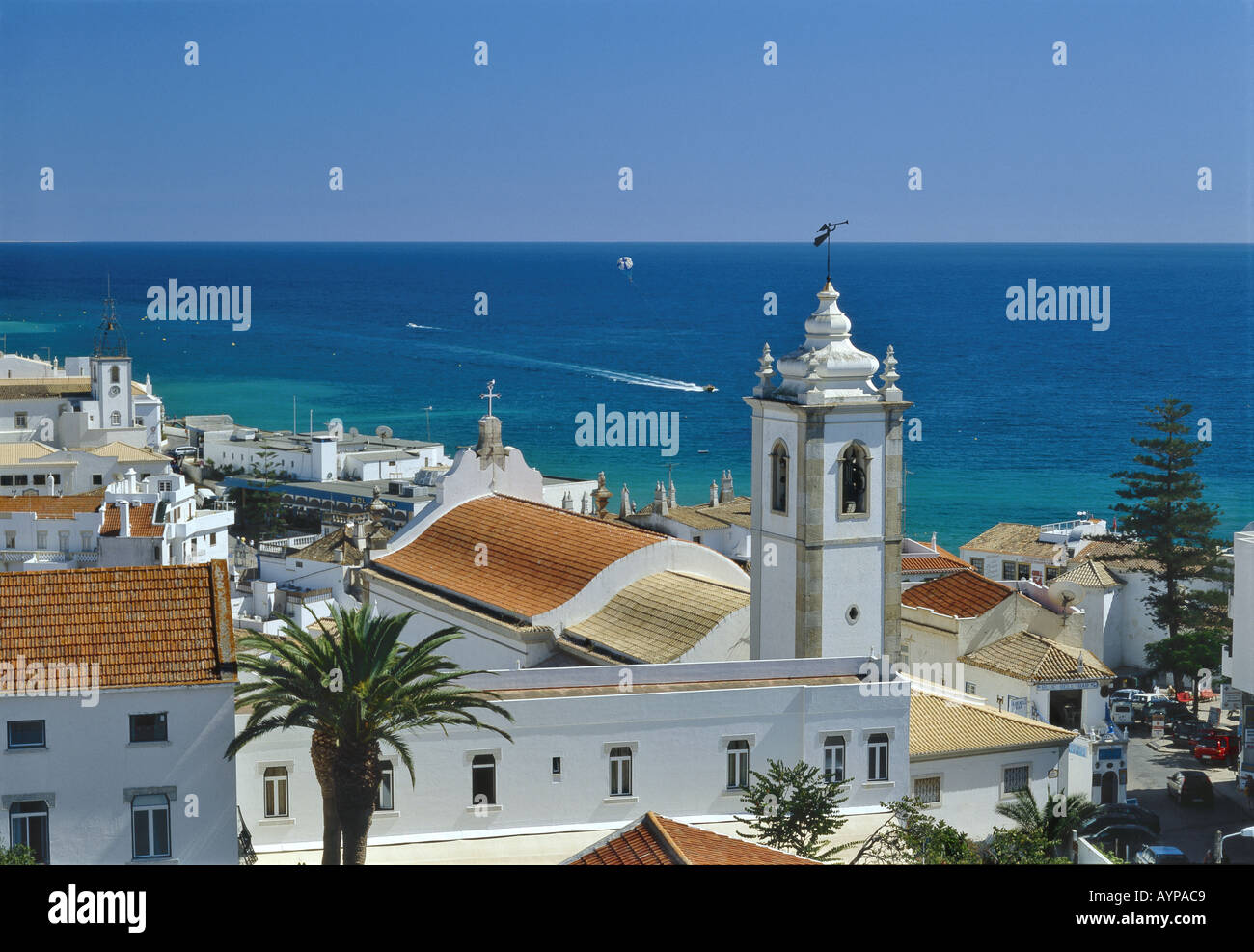 Portugal the Algarve, view of old part of Albufeira town from above ...