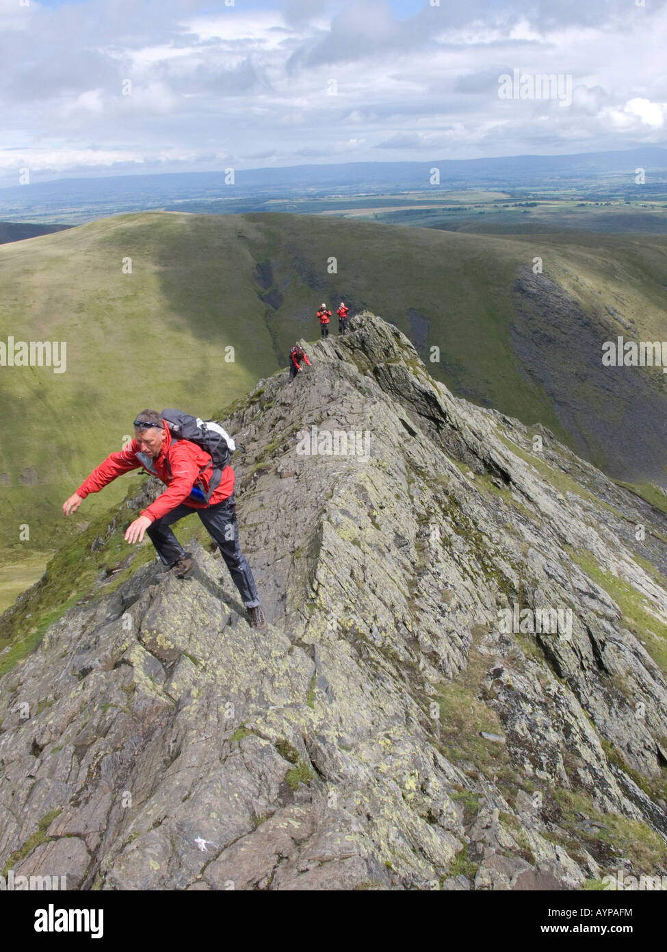 Climbing Sharp Edge on Blencathra Lake District Cumbria Stock Photo - Alamy
