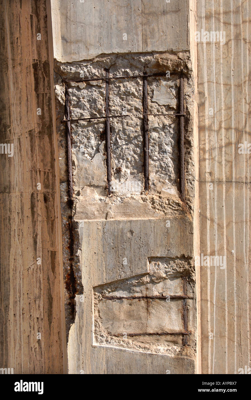CRUMBLING REINFORCED CONCRETE UNDERNEATH THE M50 MOTORWAY AT RIPPLE ...