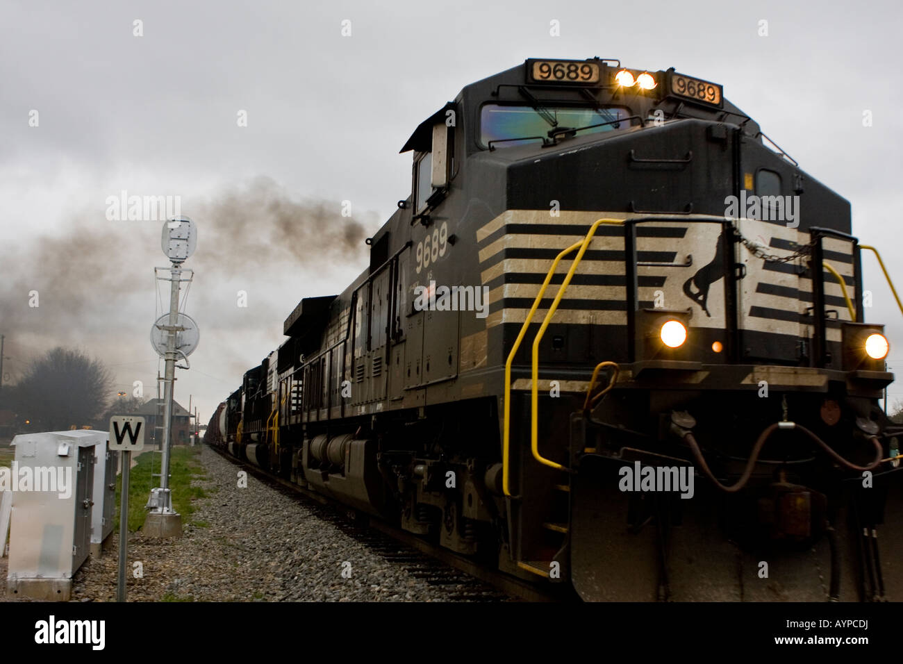 Diesel Locomotive Pulling Freight Stock Photo - Alamy