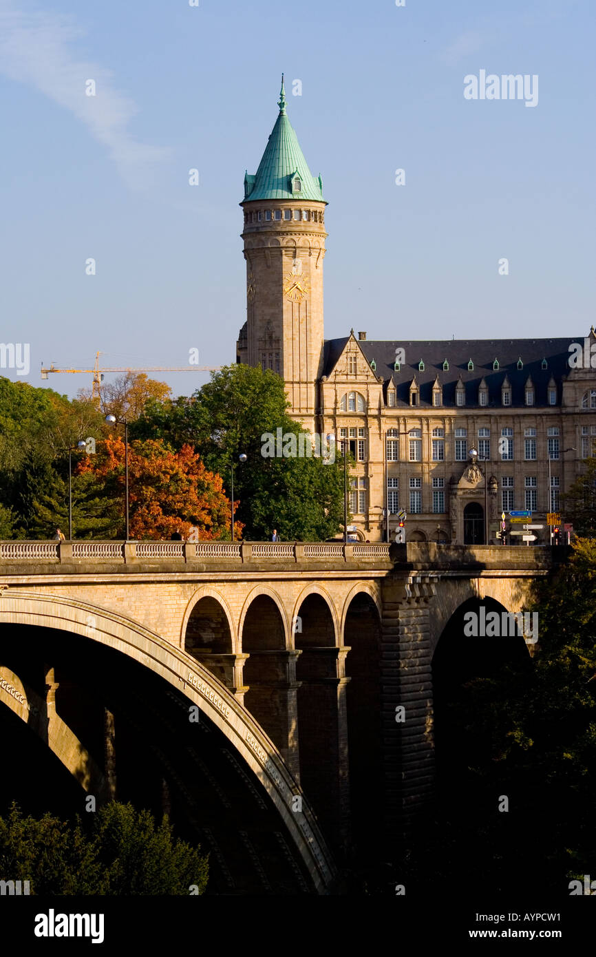 Luxembourg bank museum and pont adolphe bridge hi-res stock photography ...