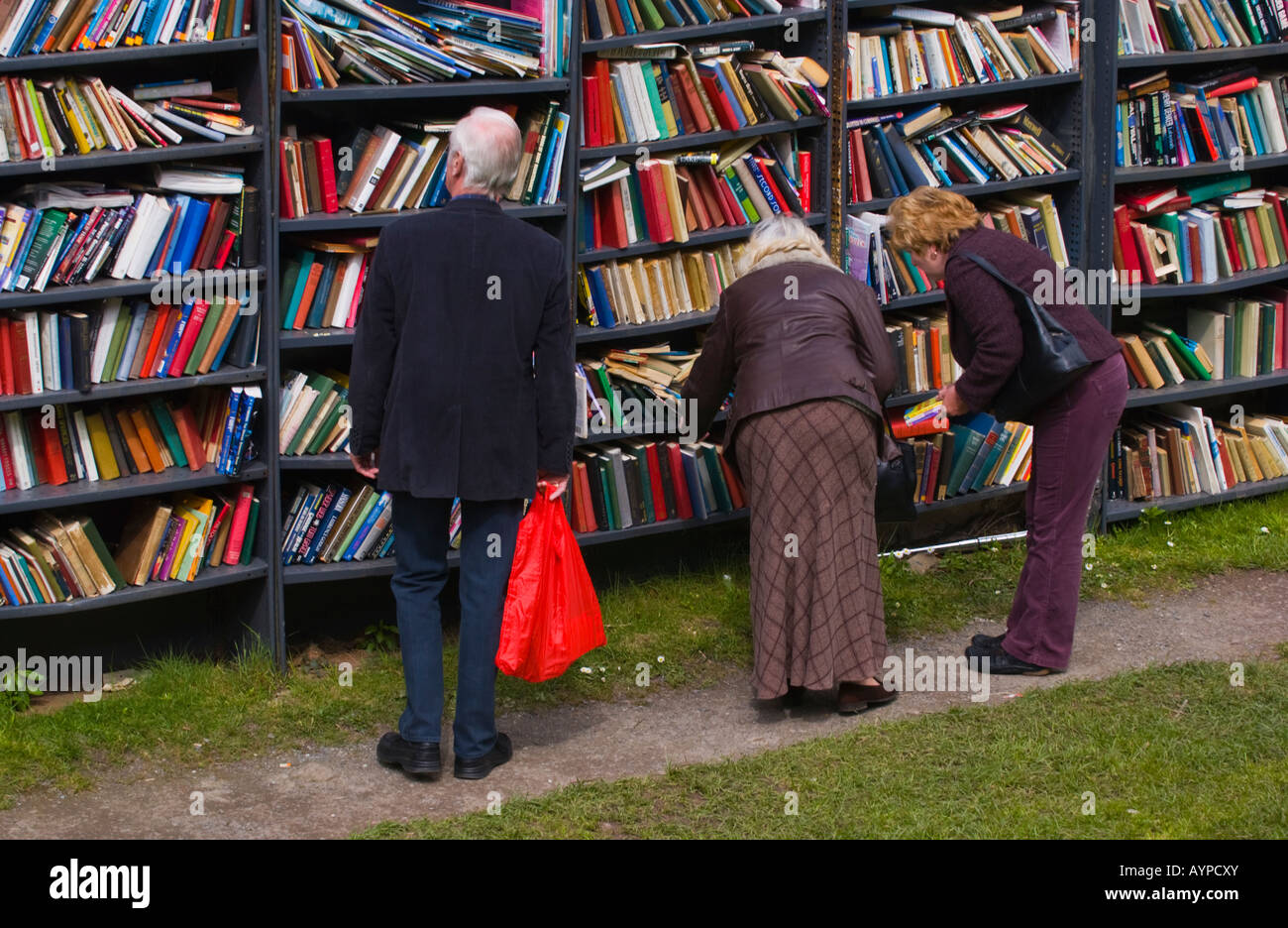 Openair Hay Castle Honesty Bookshop Hay on Wye Powys Wales UK EU people ...