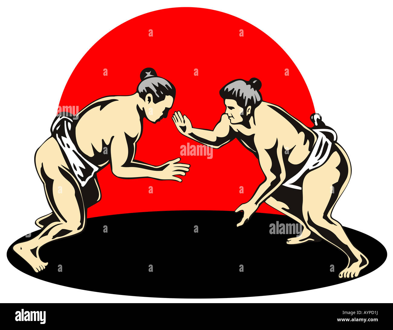 Sumo wrestlers battling Stock Photo - Alamy