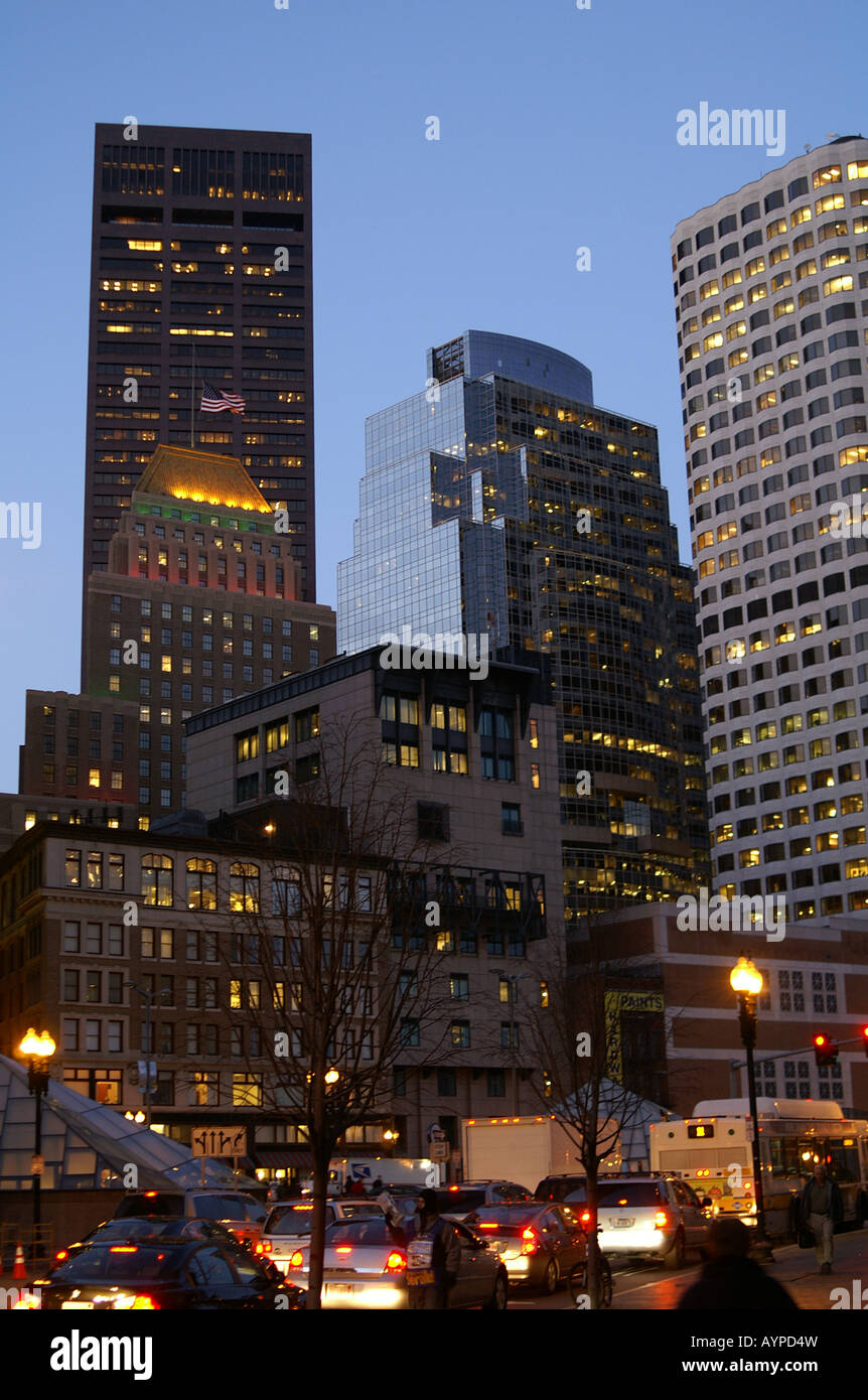 Boston Skyline at Dusk Near South Station Stock Photo - Alamy