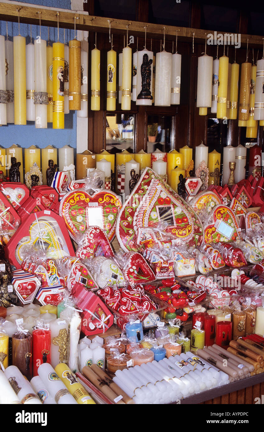 Religious trappings in Our Lady of the Snows Marija Bistrica Stock ...