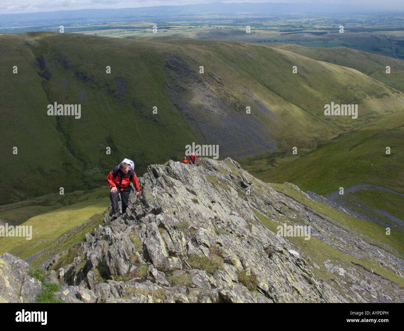 climbing Sharp Edge on Blencathra in the Lake District Cumbria Stock ...