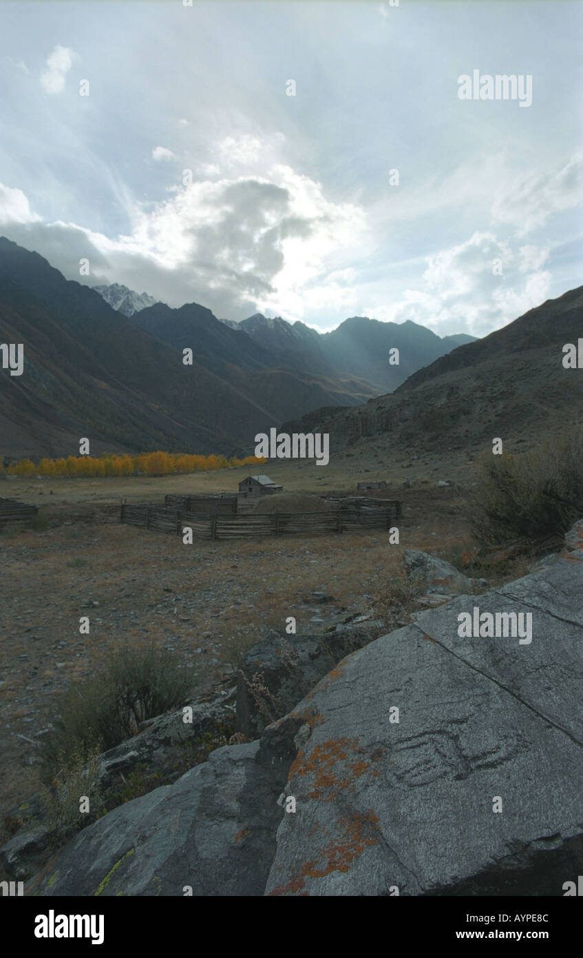 Ancient rock drawings The Argut river s valley Altai Siberia Russia ...