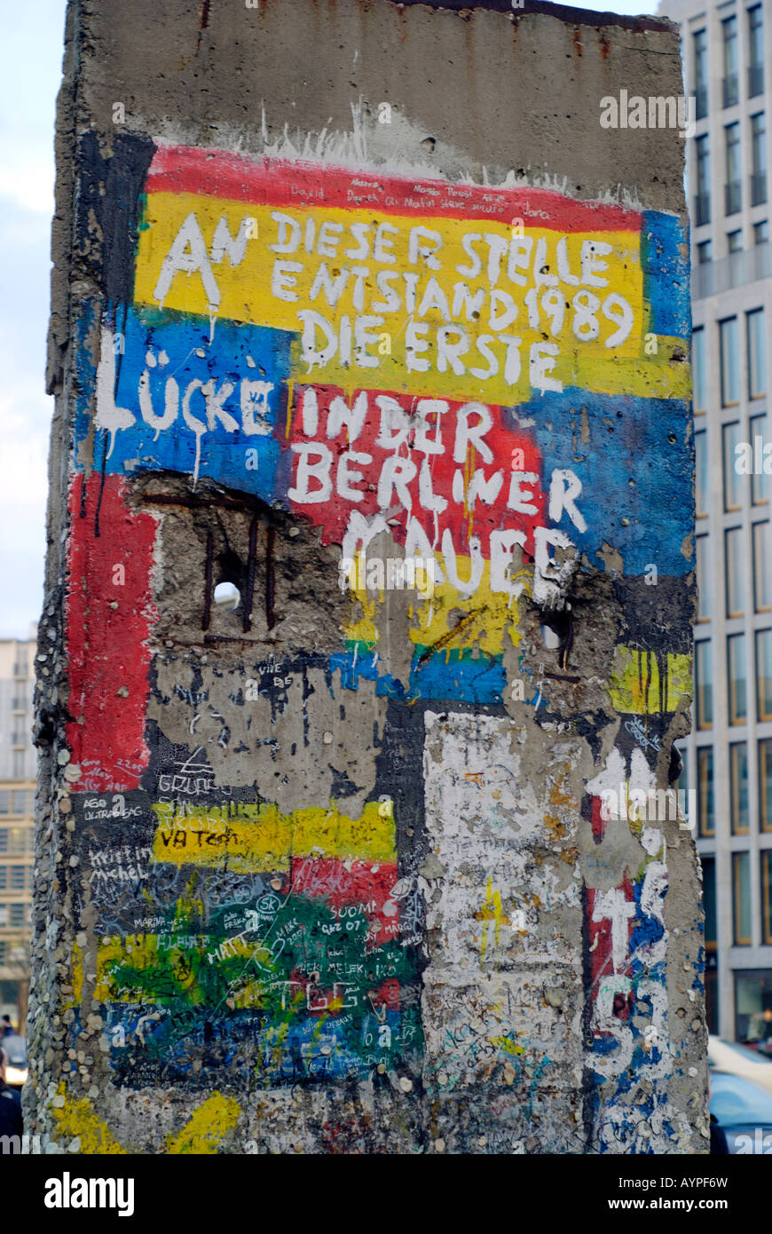 A segment of the former Berlin wall reminds of the German reunification ...