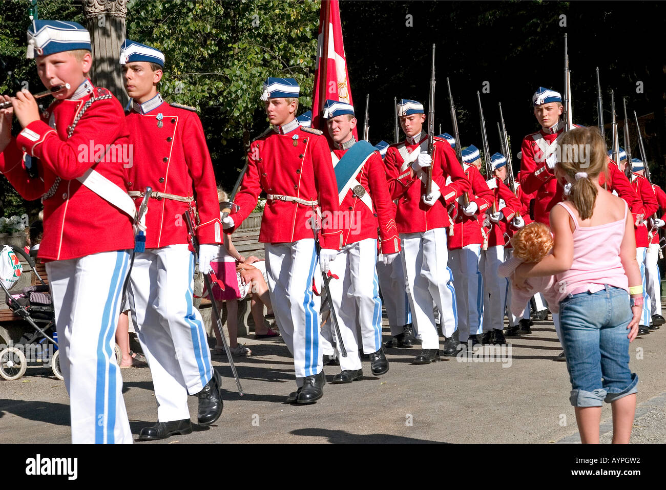 The Tivoli Guard marching while a little girl is watching Tivoli ...
