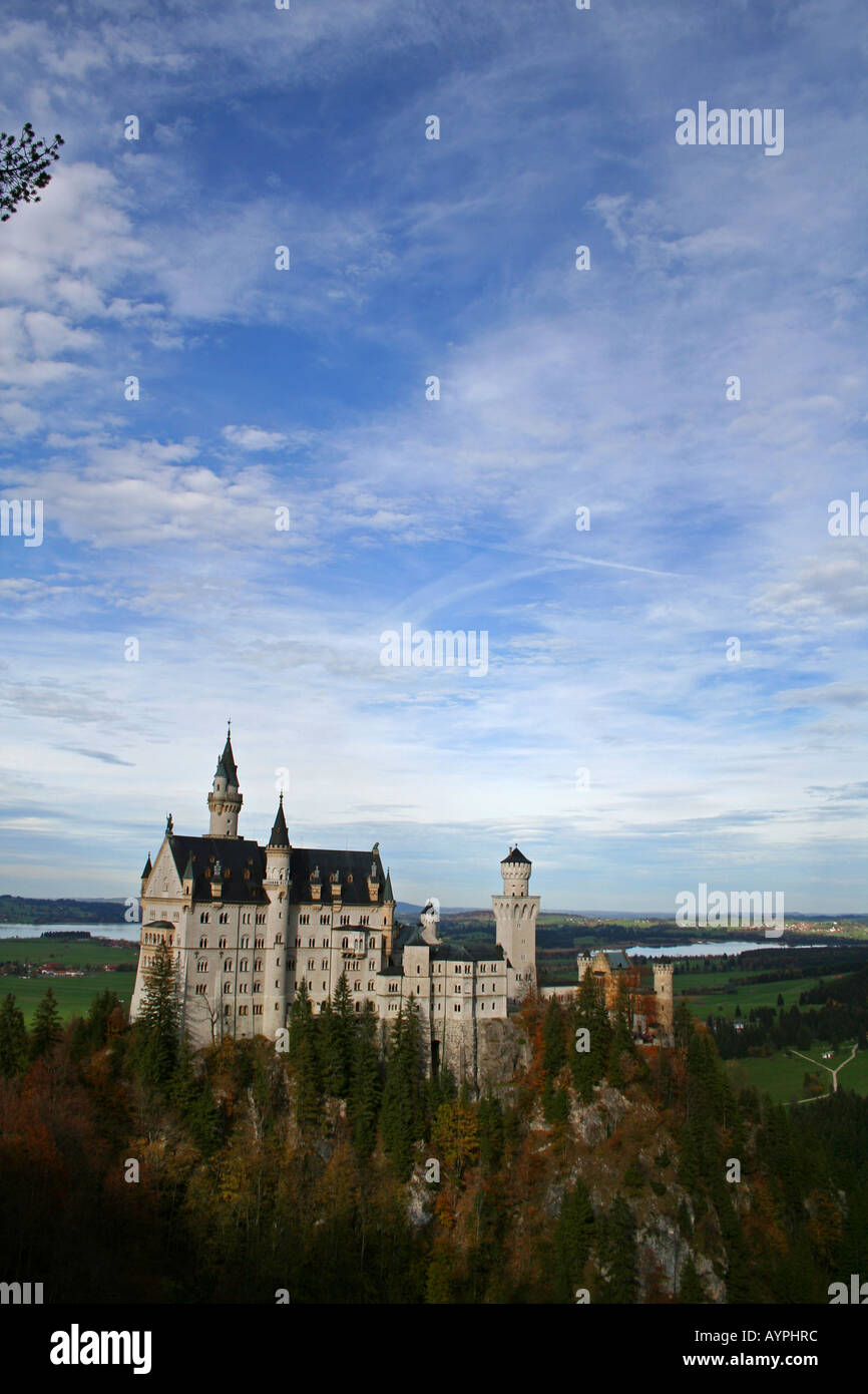 portrait view of sky and neuschwanstein castle Stock Photo - Alamy