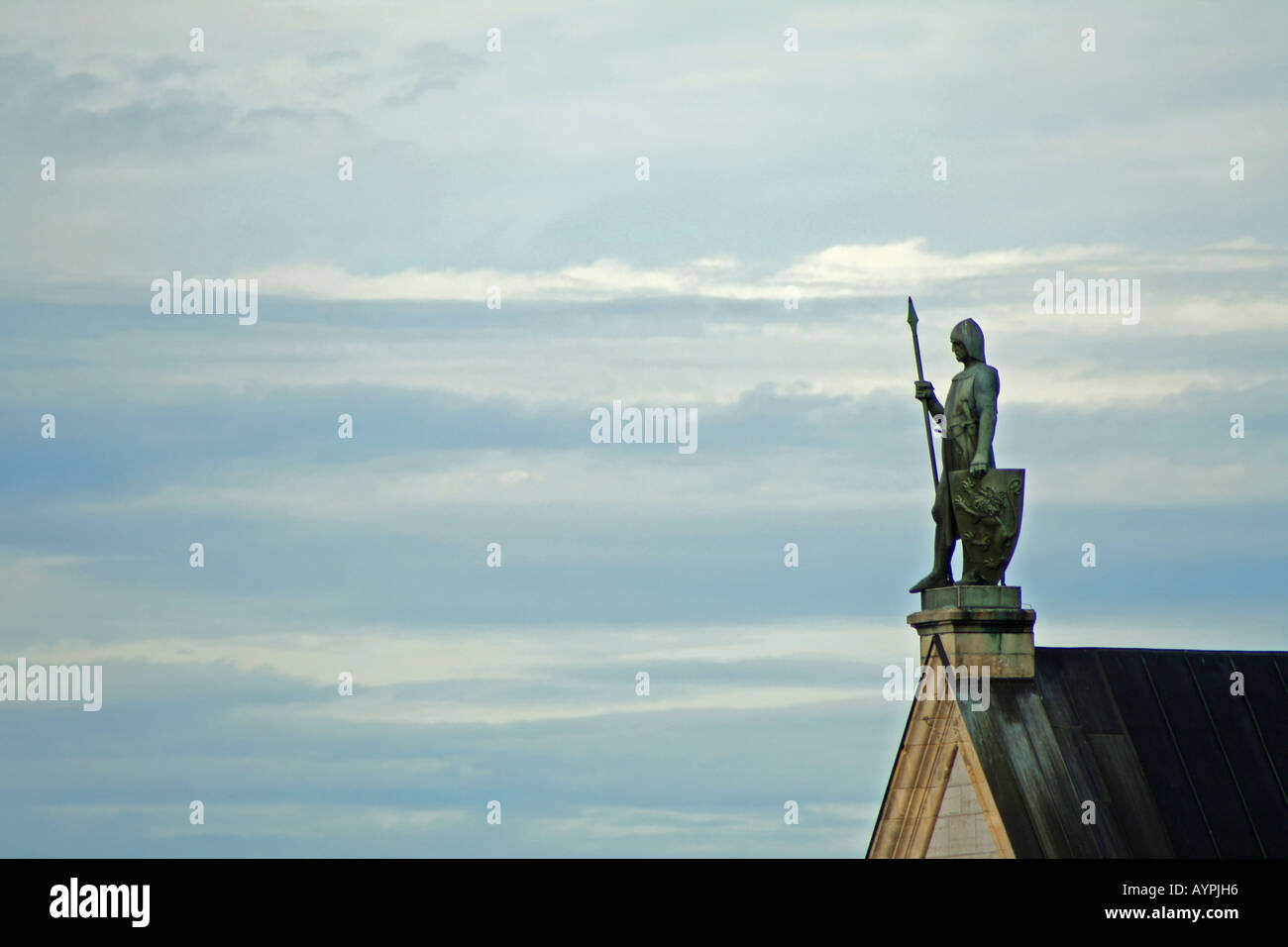 the knight of neuschwanstein on the roof protecting the castle Stock ...