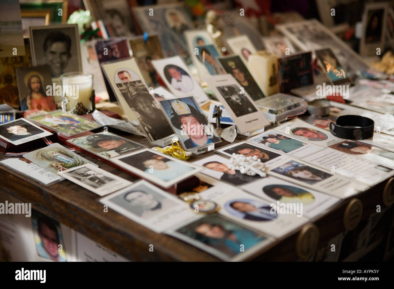 Shrine to deceased 911 rescue workers St Saint Pauls Chapel Ground Zero ...