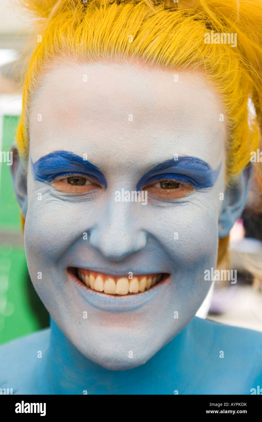 girl with blue face Stock Photo - Alamy