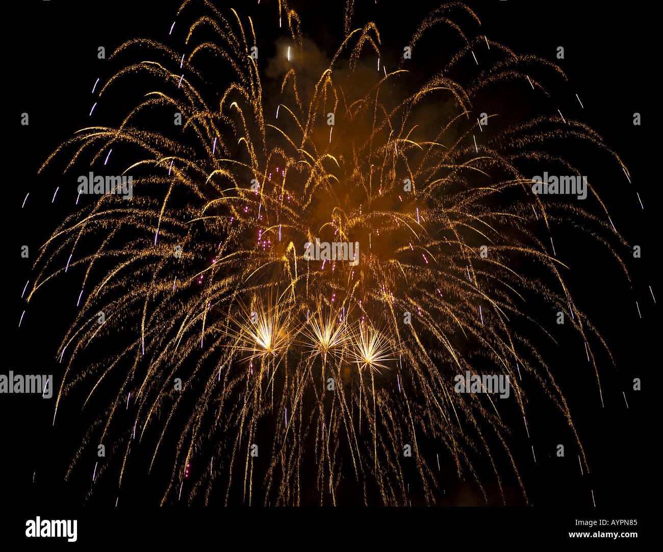Fire crackers bursting in the sky at night Stock Photo - Alamy