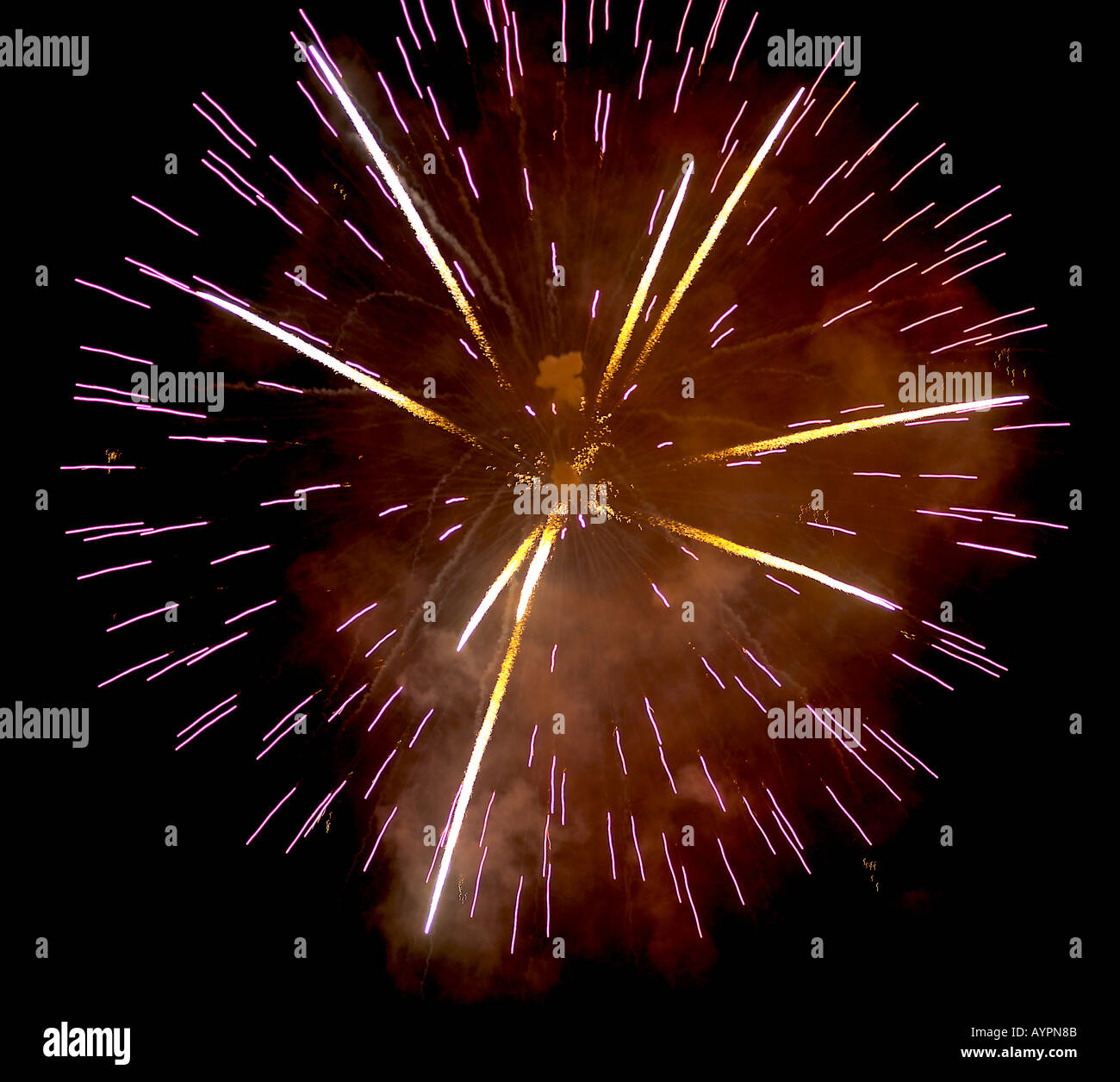 Fire crackers bursting in the sky at night Stock Photo - Alamy
