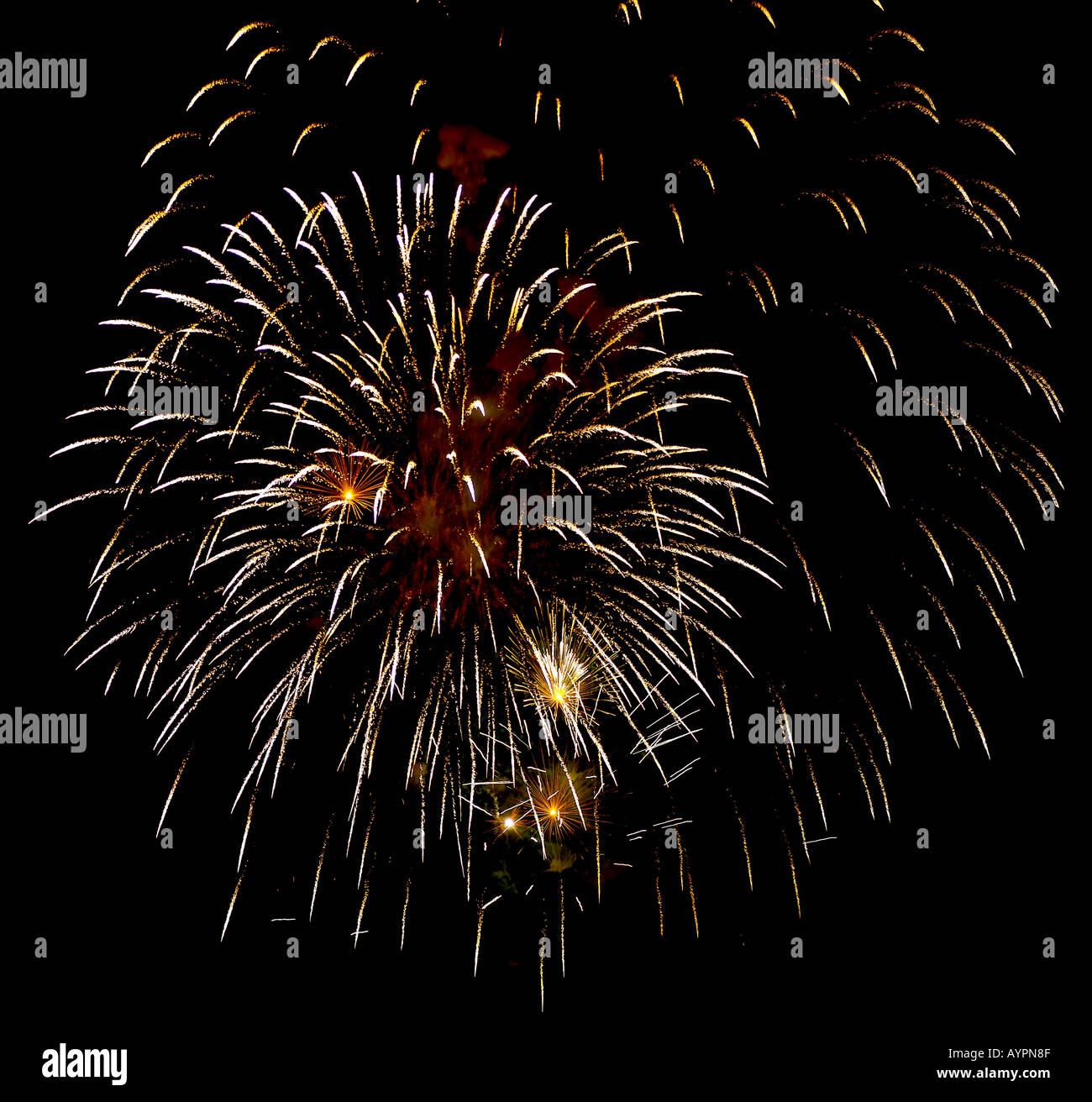 Fire crackers bursting in the sky at night Stock Photo - Alamy