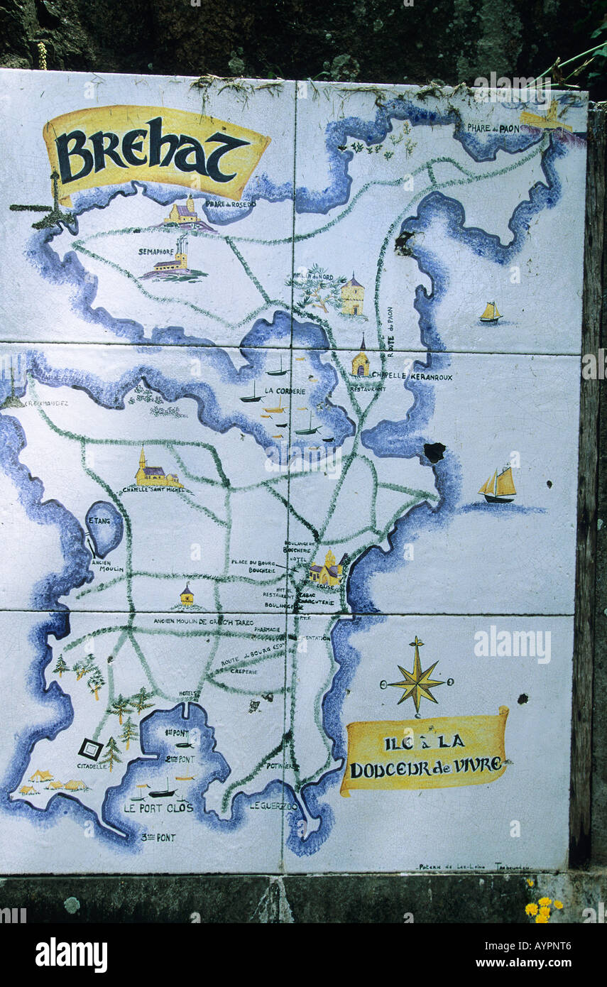 Detail of mosaic map of Ile de Brehat Stock Photo - Alamy