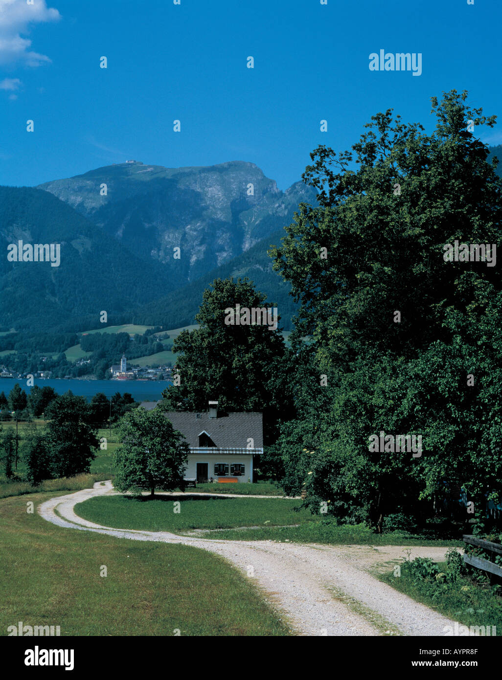 House with Road and Mountains Stock Photo - Alamy