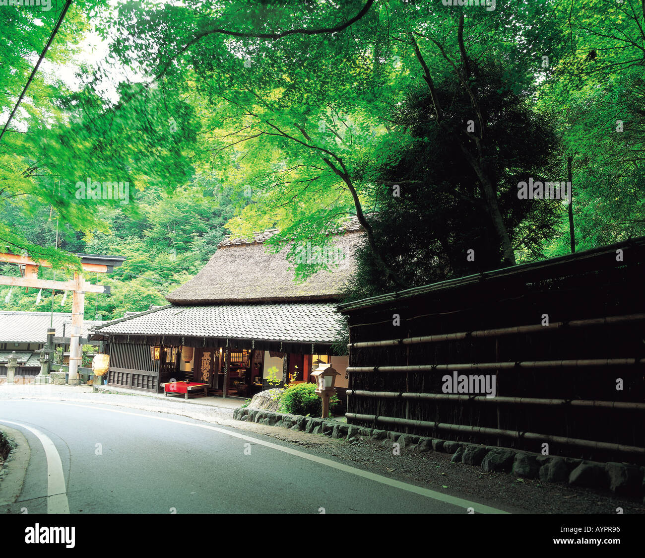 Traditional Japanese Building near Road Stock Photo - Alamy